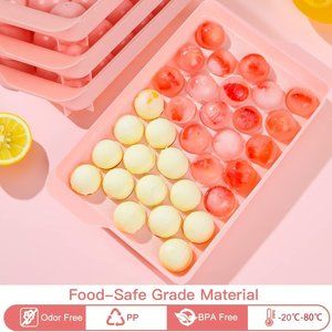 Kitchen | Pink Round Ice Cube Tray With Lid Bin Scoops For Cocktail ...